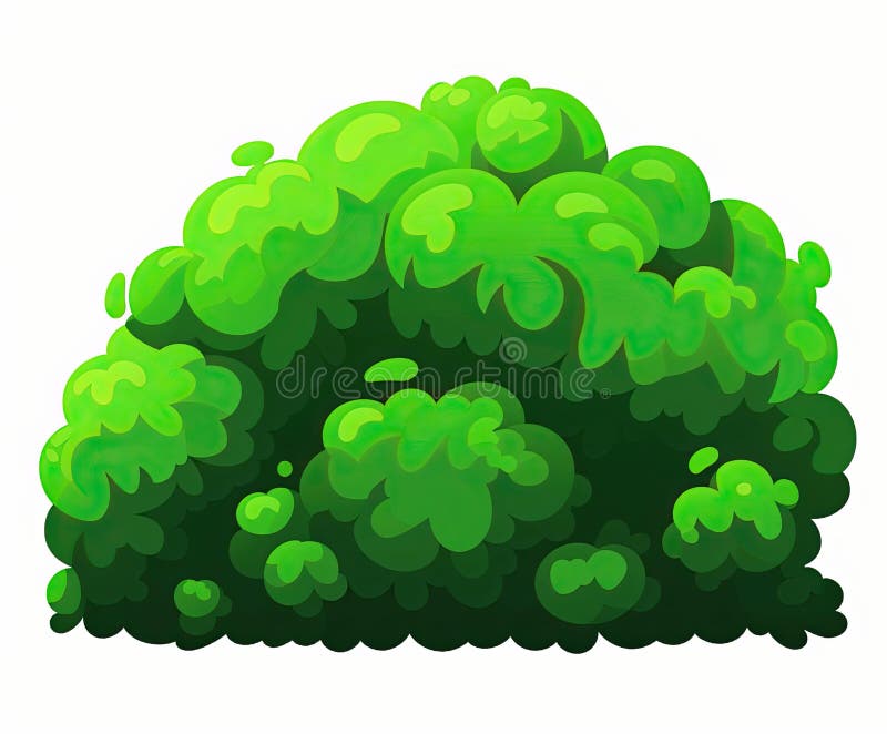 Whimsical Green Bush: a Playful Cartoon Illustration Stock Illustration ...