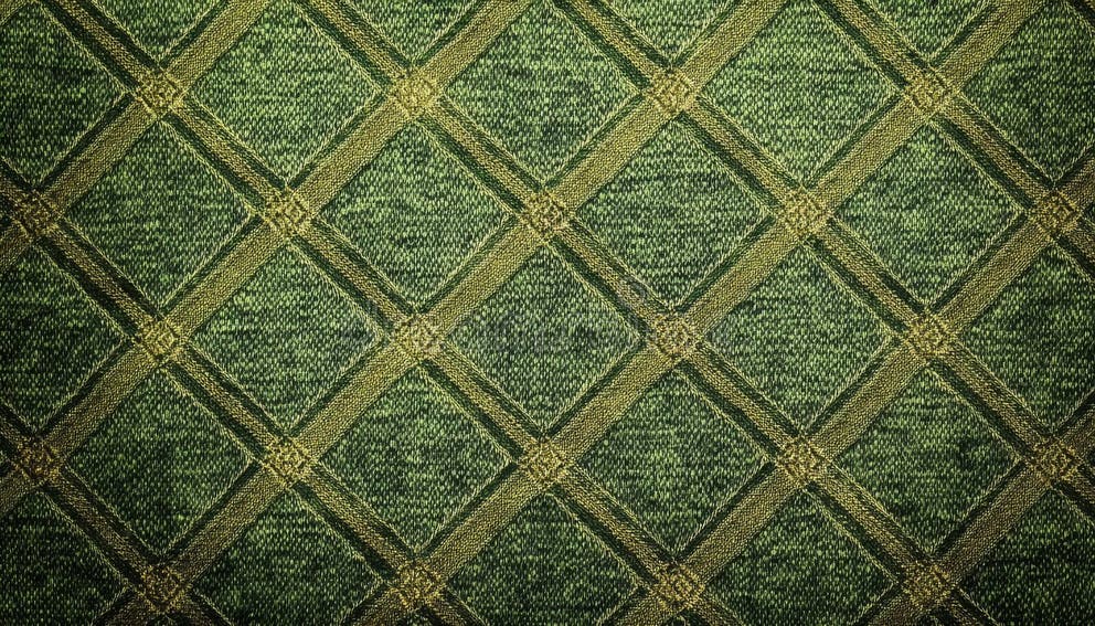 Green Plaid Fabric Pattern with Diamond Texture and Geometric Design ...