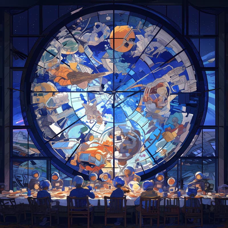 Space Explorers Gathering stock illustration. Illustration of meteor ...