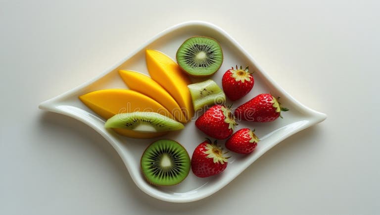 Healthy Fruit Snack: Mango, Kiwi, and Strawberry Combination Stock ...