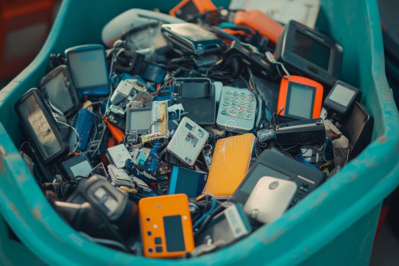 A Colorful Collection of Old Electronic Devices Sits in a Bin. this ...