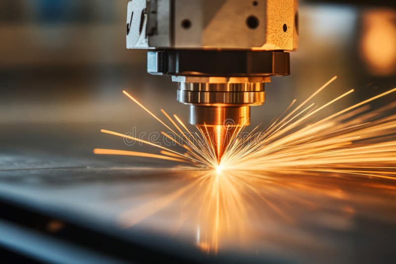High Precision Laser Cutting Technology with Sparks in Industrial ...