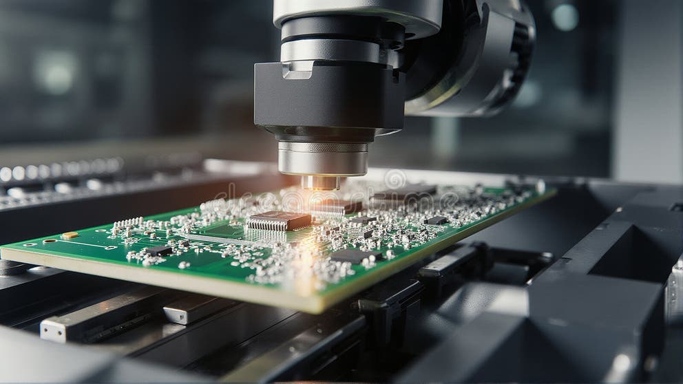 Precision Engineering: Microscope in Action Stock Illustration - Illustration of board ...