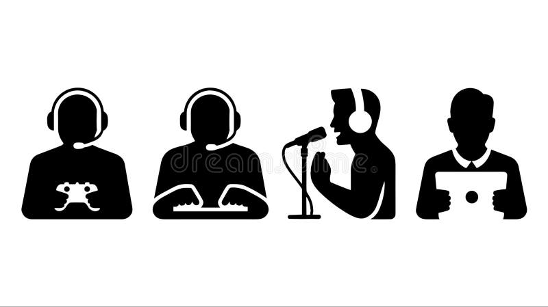 Gamer Podcaster Streamer Microphone Headset Communication Set Stock ...