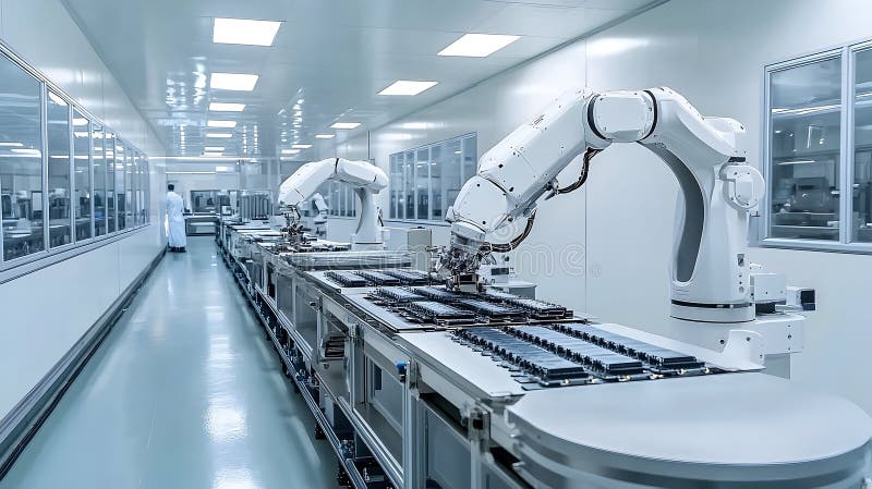 Automated Manufacturing Facility Stock Illustration - Illustration of ...