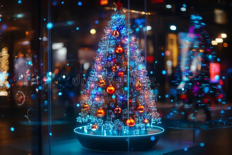 Futuristic Holographic Christmas Tree Stock Illustration - Illustration ...