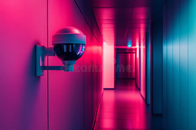 Security Camera Futuristic Corridor Neon Lighting Stock Photos - Free ...