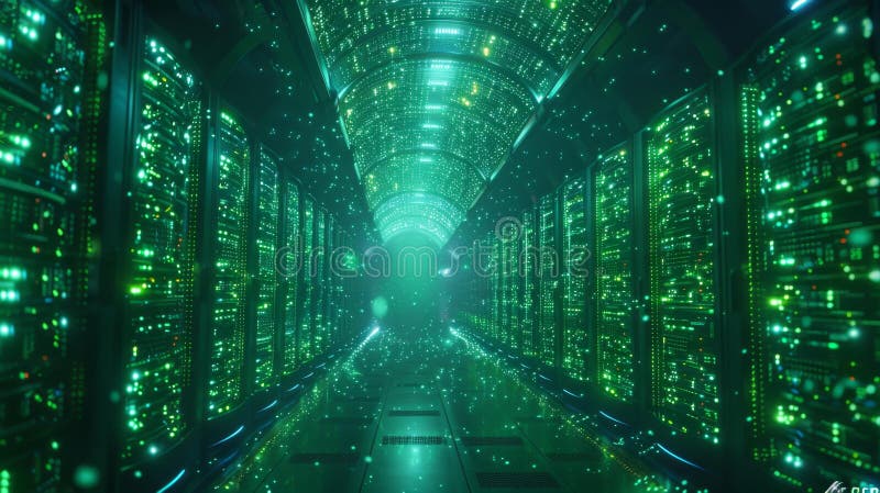 Futuristic Data Center with Glowing Servers - Generative AI Stock Photo ...