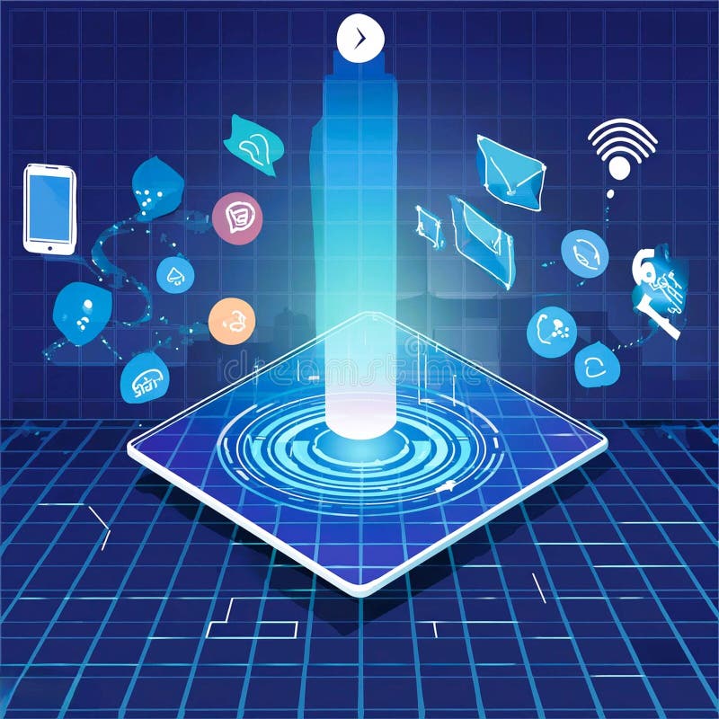 Digital Data Transmission in a Futuristic Interface Stock Illustration ...