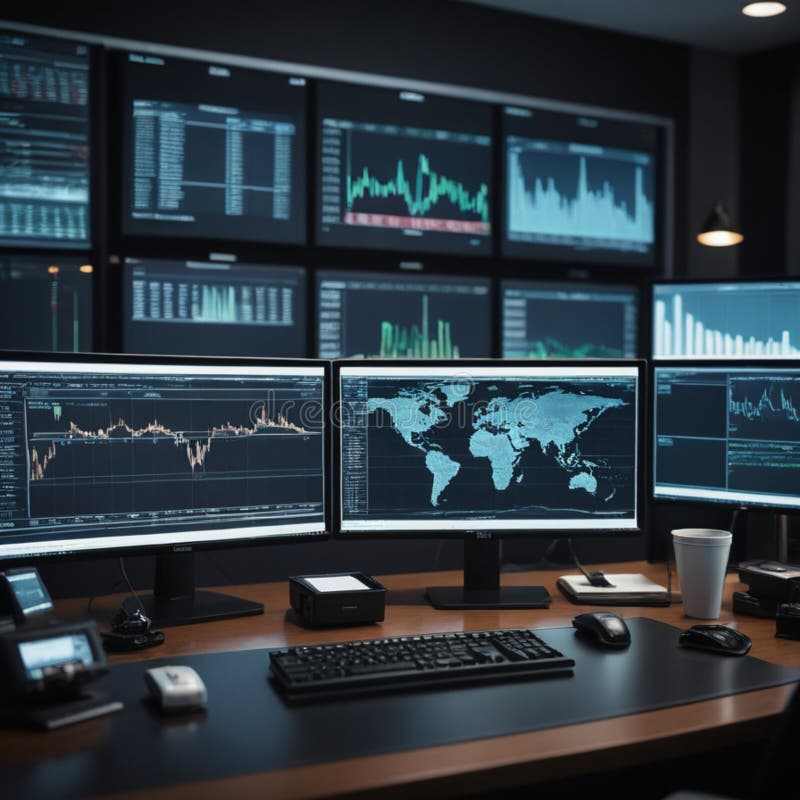 High-Tech Trading Station with Real-Time Market Analysis Stock Photo ...