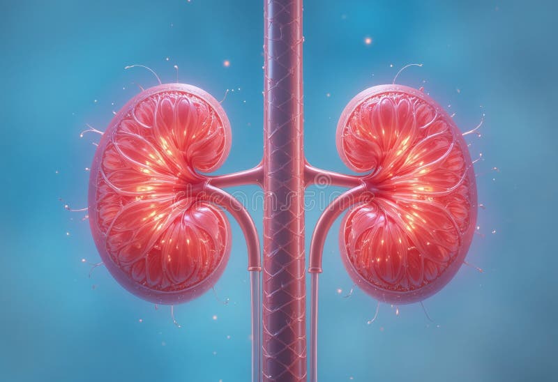A Detailed 3D Illustration of Human Kidneys Highlighting Their ...