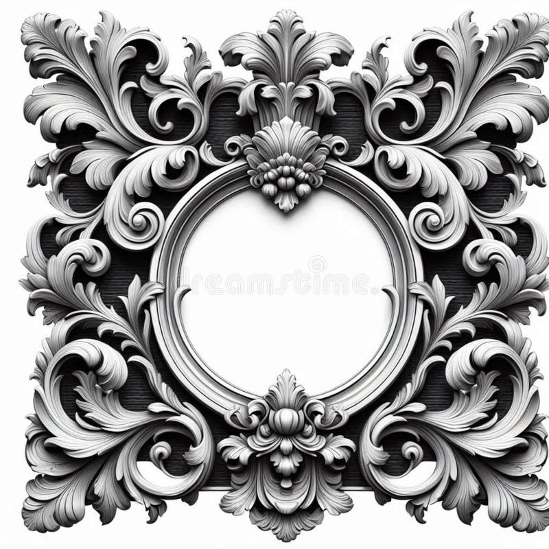Ornate Baroque Style Frame in Monochrome - Classic Elegance Stock ...