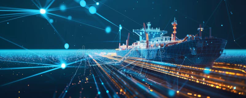Advanced Digital Representation of a Cargo Ship in a Futuristic ...