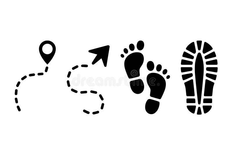 Footprint Trail Map Navigation Path Hiking Route Concept Stock ...