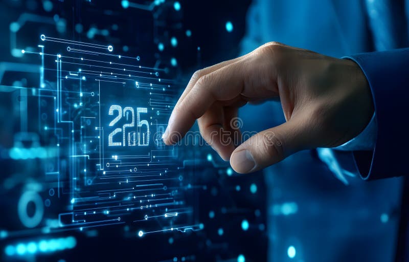 Interactive Digital Hand Touching Data Display Screen Stock Illustration - Illustration of ...