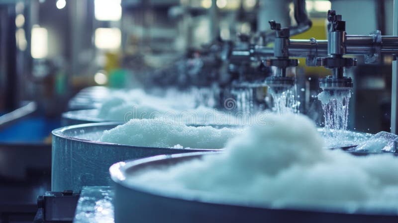 Industrial Production of Soap Using Sodium Hydroxide Solution Stock ...