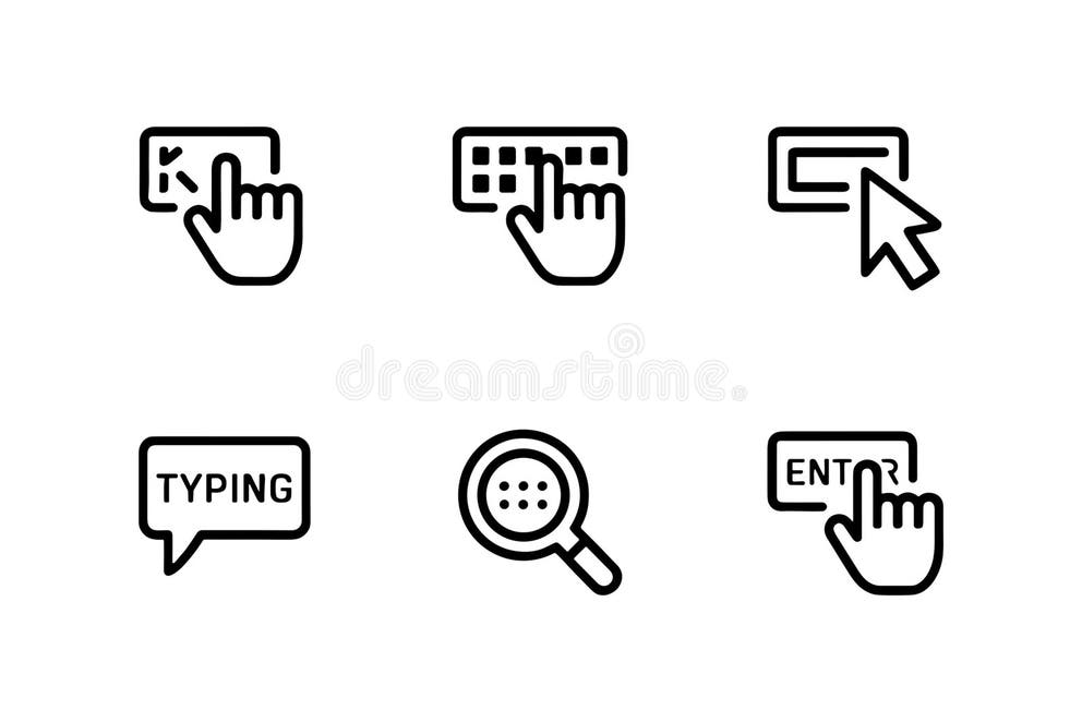 Keyboard Interactions with Finger Typing and Enter Key Press Stock ...