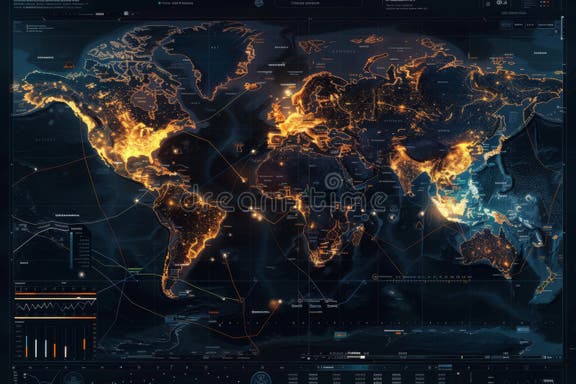 Global Internet Usage Interactive Map Stock Illustration - Illustration ...
