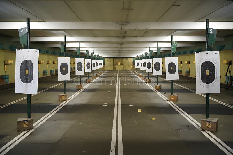 Indoor Shooting Range with Multiple Target Stations Stock Illustration ...