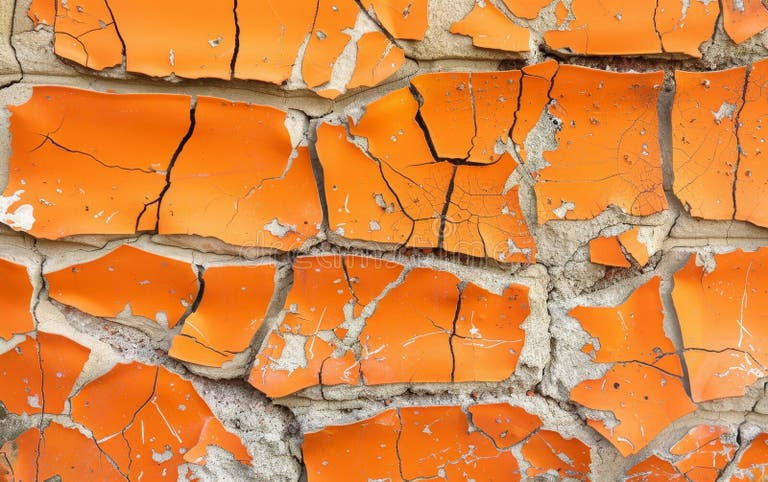 This Image Showcases the Intricate Cracks and Texture of Orange Paint ...