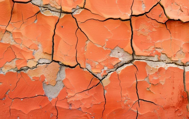 This Image Showcases the Intricate Cracks and Texture of Orange Paint ...