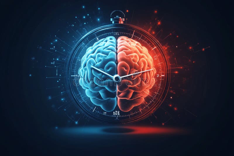 Brainpower Time Ticking Mind Clockwork Intense Focus Stock Illustration ...