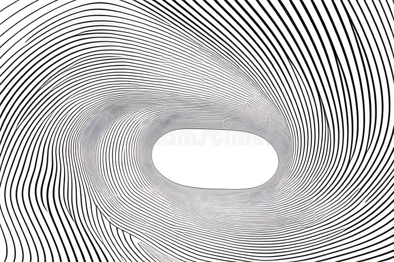Black and White Abstract Wavy Lines Curves with a Ellipse Perspective ...