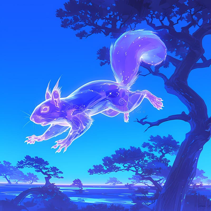 Neon Squirrel S Sparkling Fur: a Radiant Scene Stock Illustration ...