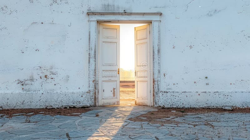 Inviting Entrance: Open White Double Door Stock Illustration ...