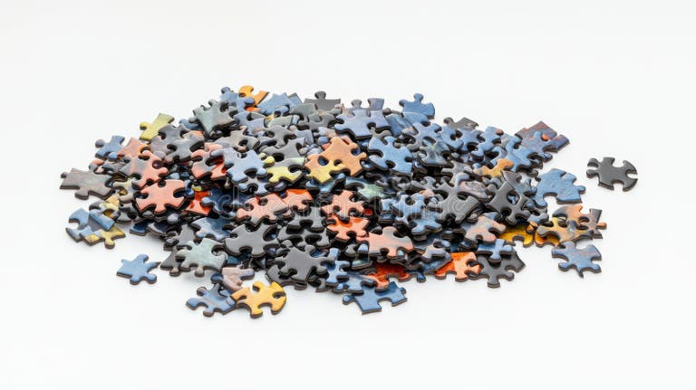 A Colorful Pile of Jigsaw Puzzle Pieces Creates a Vibrant Landscape ...