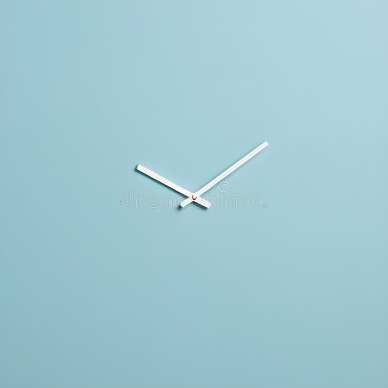 Two White Clock Hands on a Light Blue Blank Wall. Stock Illustration ...