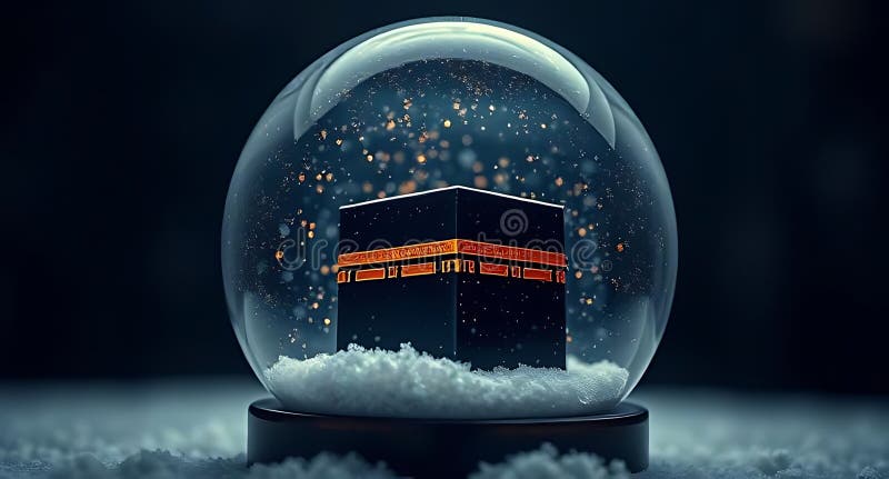 Kaaba in a Snow Globe Islamic Holy Site in Winter Wonderland Stock ...