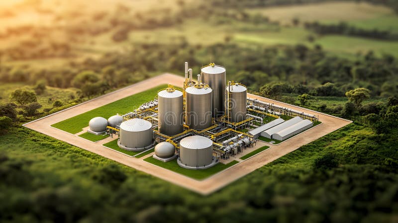 Aerial View of a Biofuel Plant Emphasizing Sustainable Energy Solutions ...