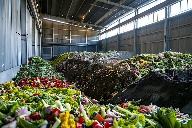 Massive Compost Pile in Industrial Food Waste Recycling Facility Stock ...