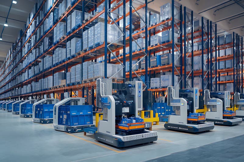 Automated Guided Vehicles (AGVs) in a Modern Warehouse Facility Stock ...
