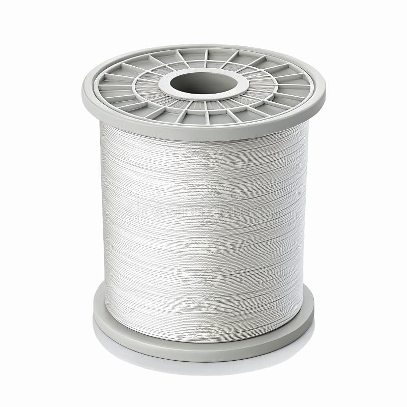 Large White Spool of Industrial Sewing Thread with Cylindrical Plastic ...
