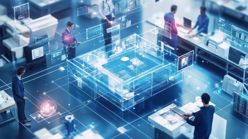 Lean Manufacturing Process in Action with Technicians Using Technology ...