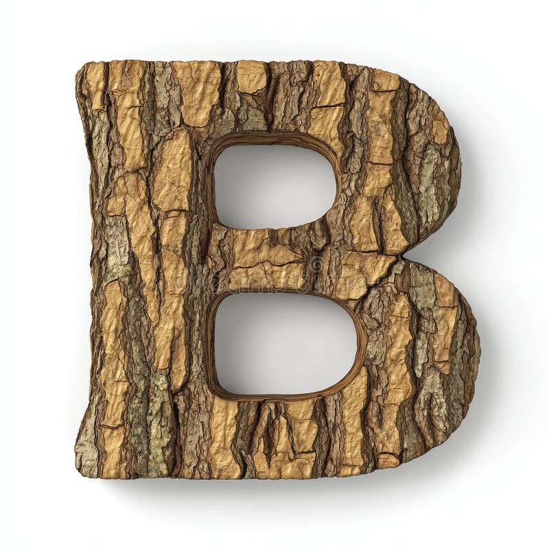 Letter B Made from Textured Tree Bark on White Background Stock ...