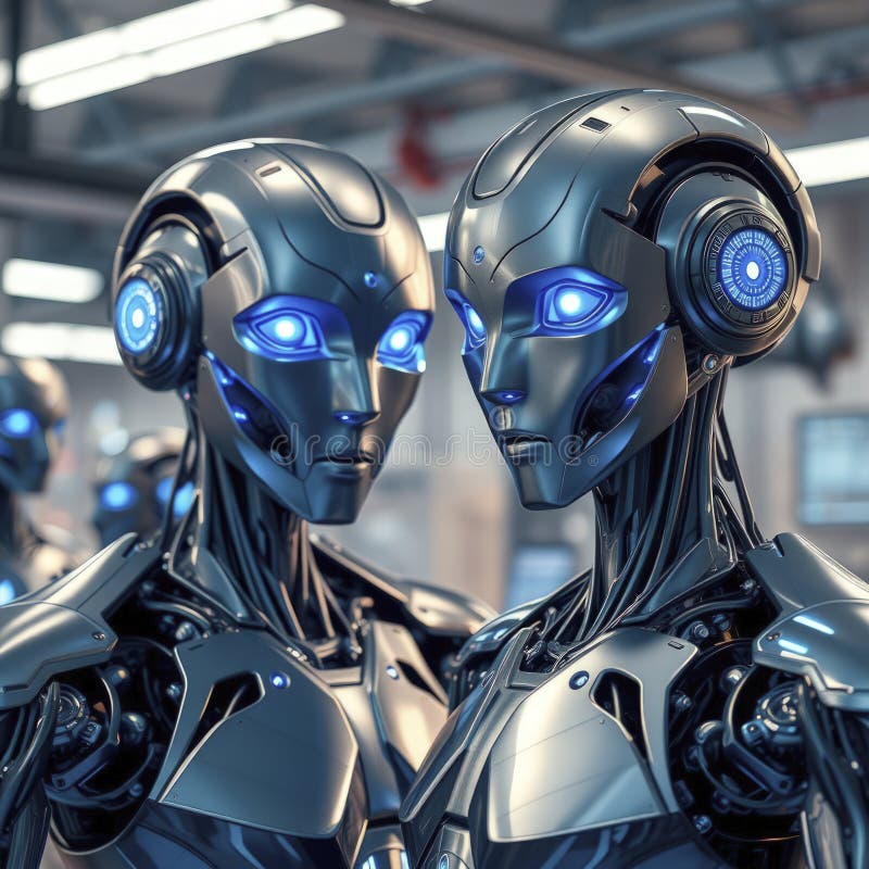 Robotics Advancement Sleek Metallic Machines Stock Illustration ...