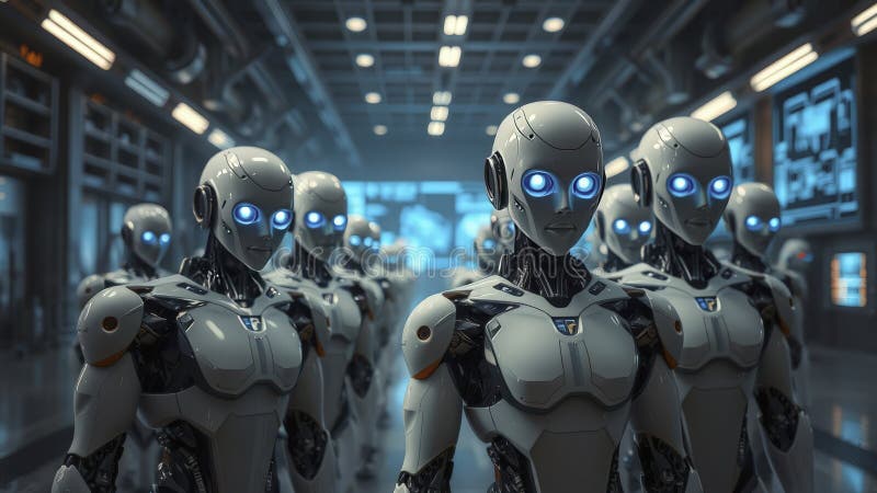 Modern Robotics Assembling Robot Army Stock Illustration - Illustration ...