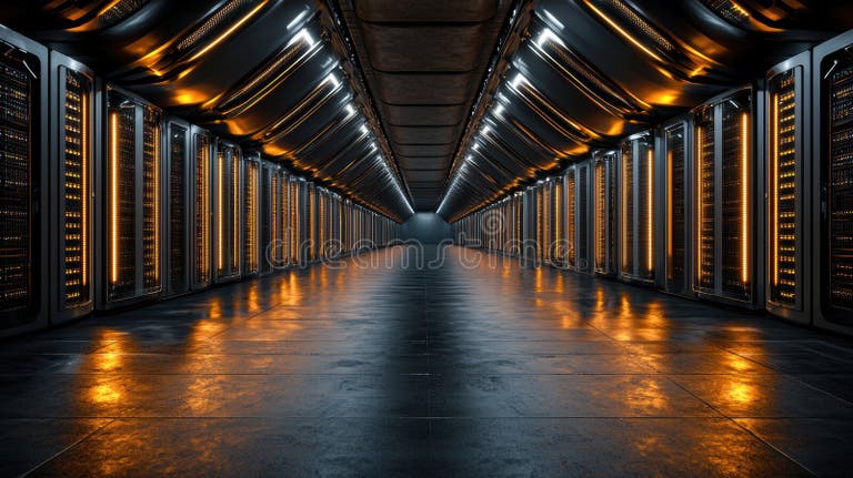 Exploring the Future of Technology: a Long Row of Servers in Artificial ...