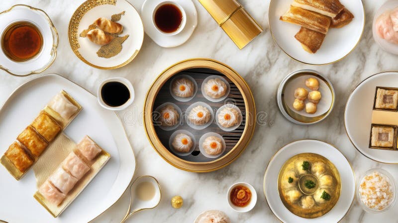 Elegant Dim Sum Feast stock illustration. Illustration of dining ...