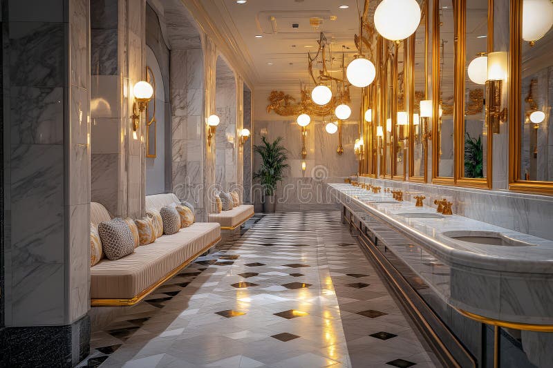 Opulent Restroom at Train Station Stock Illustration - Illustration of ...