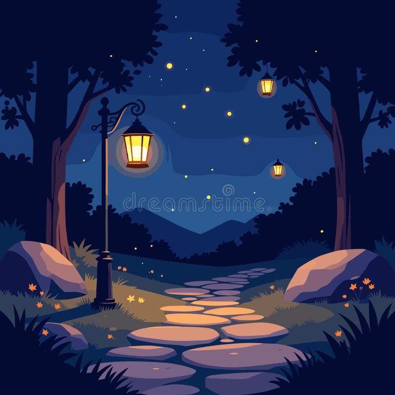 Glowing Lantern Path Flat Vector Background Stock Illustrations – 9 ...