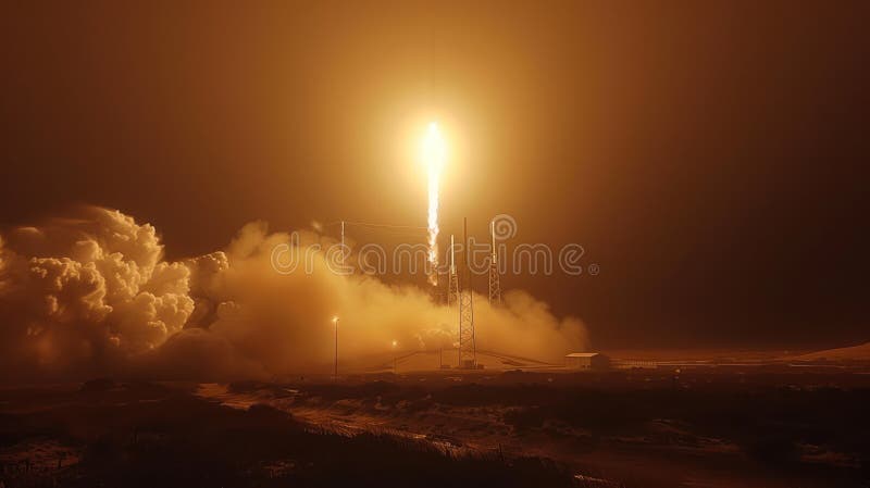 Rocket Launching into Night Sky - Spectacular Display of Power and ...
