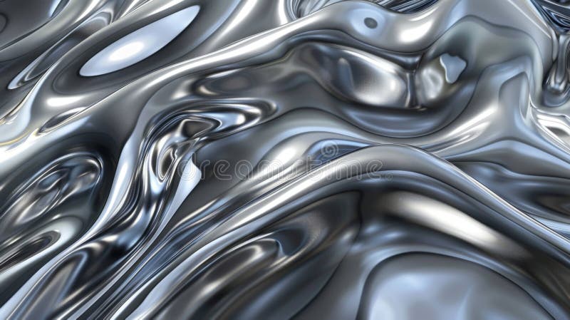 Abstract Liquid Metal Waves - Generative AI Stock Photo - Image of ...