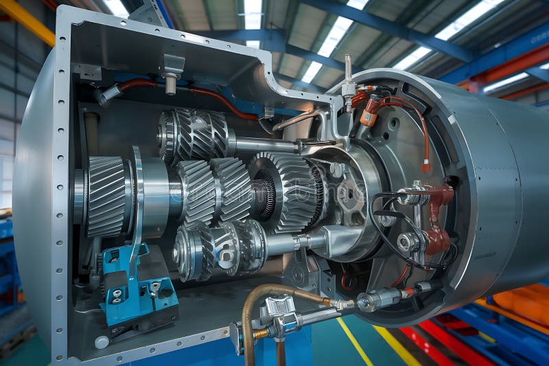 Detailed View of an Industrial Gearbox System Stock Illustration ...