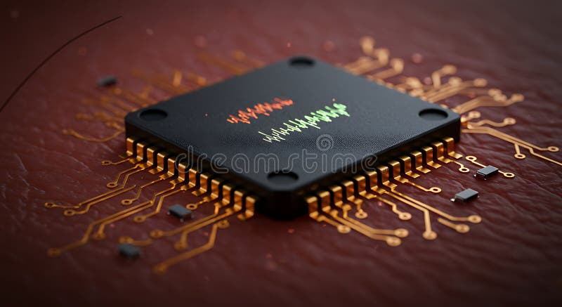 AI-Generated Microchip: Sound Wave Processing Unit Stock Illustration ...