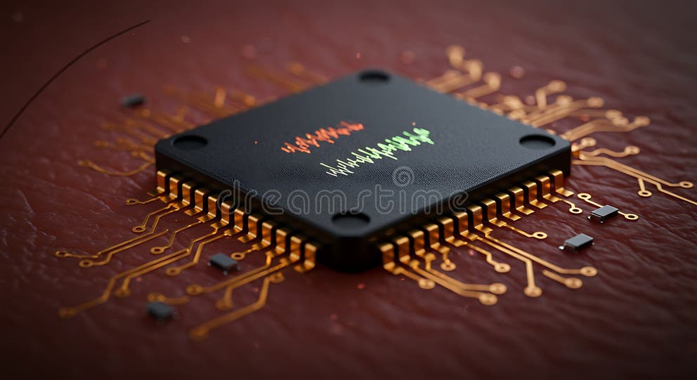 AI-Generated Microchip: Sound Wave Processing Unit Stock Illustration ...