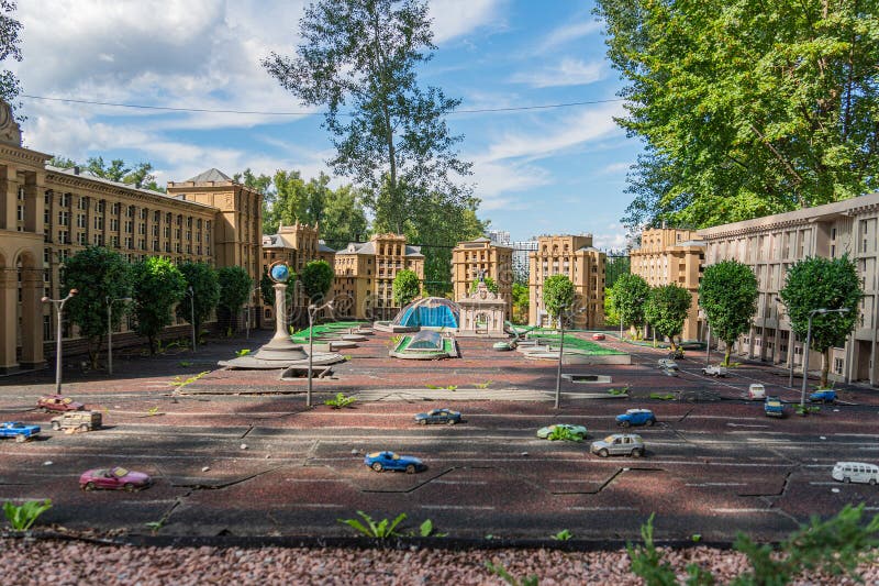 The Image Showcases a Miniature Architectural Model of an Urban Scene ...